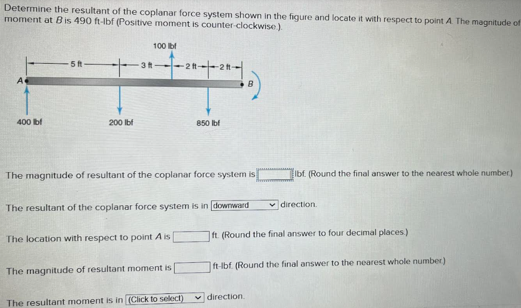 Solved Determine the resultant of the coplanar force system | Chegg.com