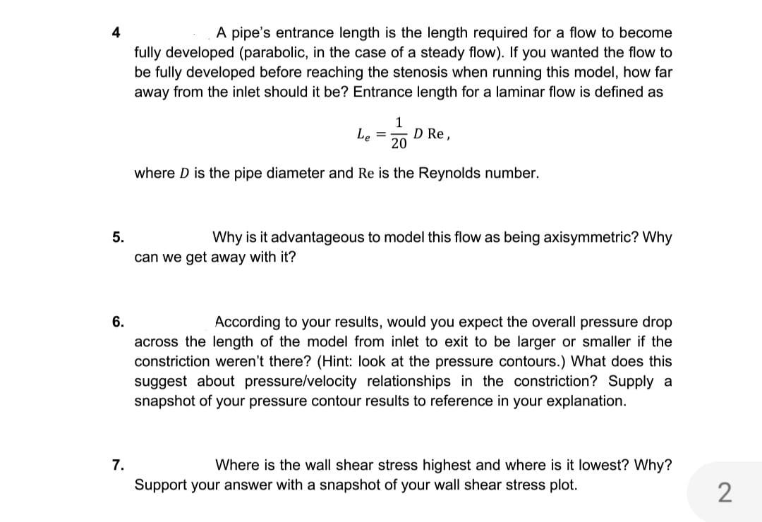 Solved 4 A pipe's entrance length is the length required for | Chegg.com