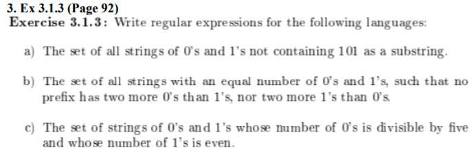 Solved 3. Ex 3.1.3 (Page 92) Exercise 3.1.3: Write regular | Chegg.com