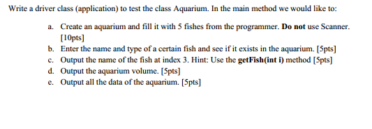 Solved Write a driver class (application) to test the class | Chegg.com