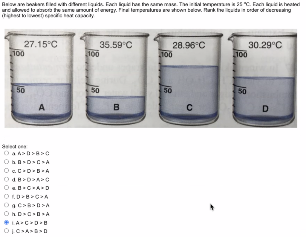 Solved Below are beakers filled with different liquids. Each | Chegg.com