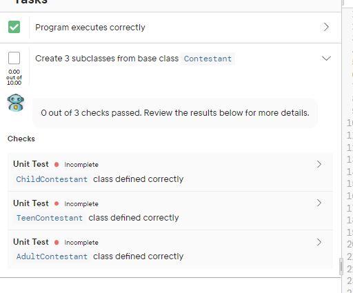 Solved Program executes correctly Create 3 subclasses from | Chegg.com