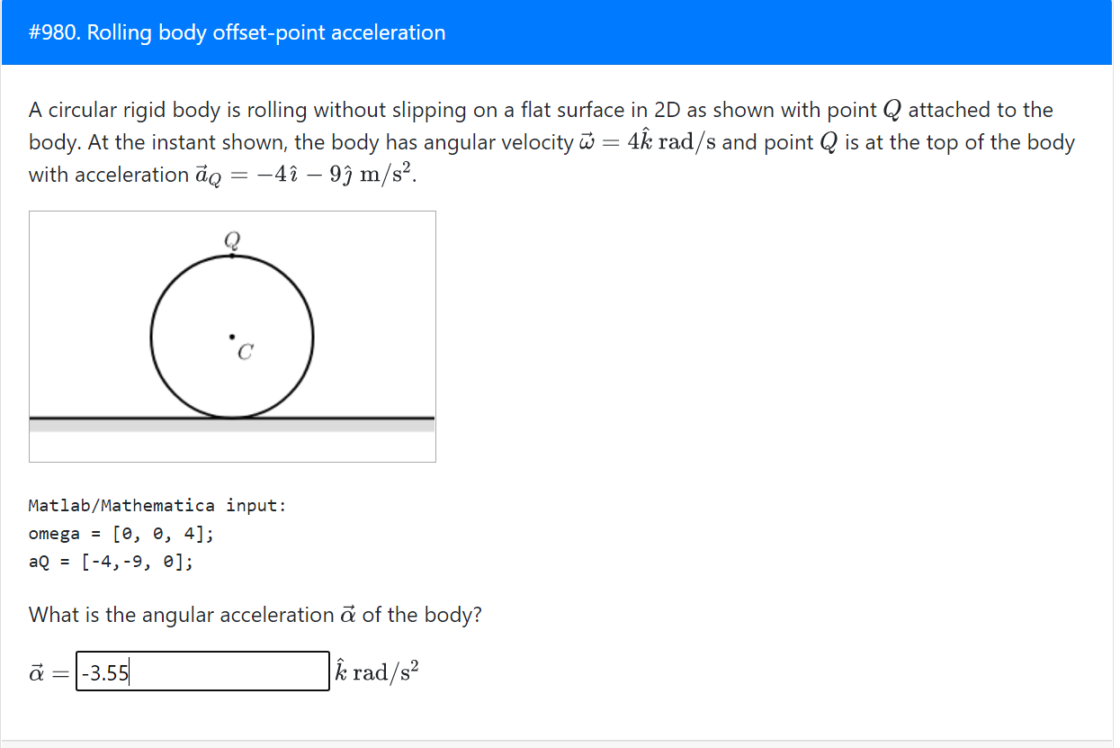 Solved #980. Rolling body offset-point acceleration A | Chegg.com