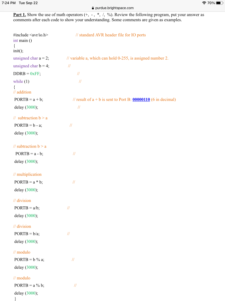 Solved After each of the "//" describe what's going on in | Chegg.com