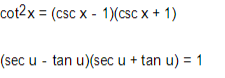 Solved cot2x=(cscx−1)(cscx+1)(secu−tanu)(secu+tanu)=1 | Chegg.com