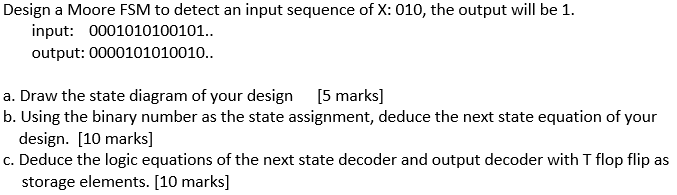 Solved Design a Moore FSM to detect an input sequence of X: | Chegg.com