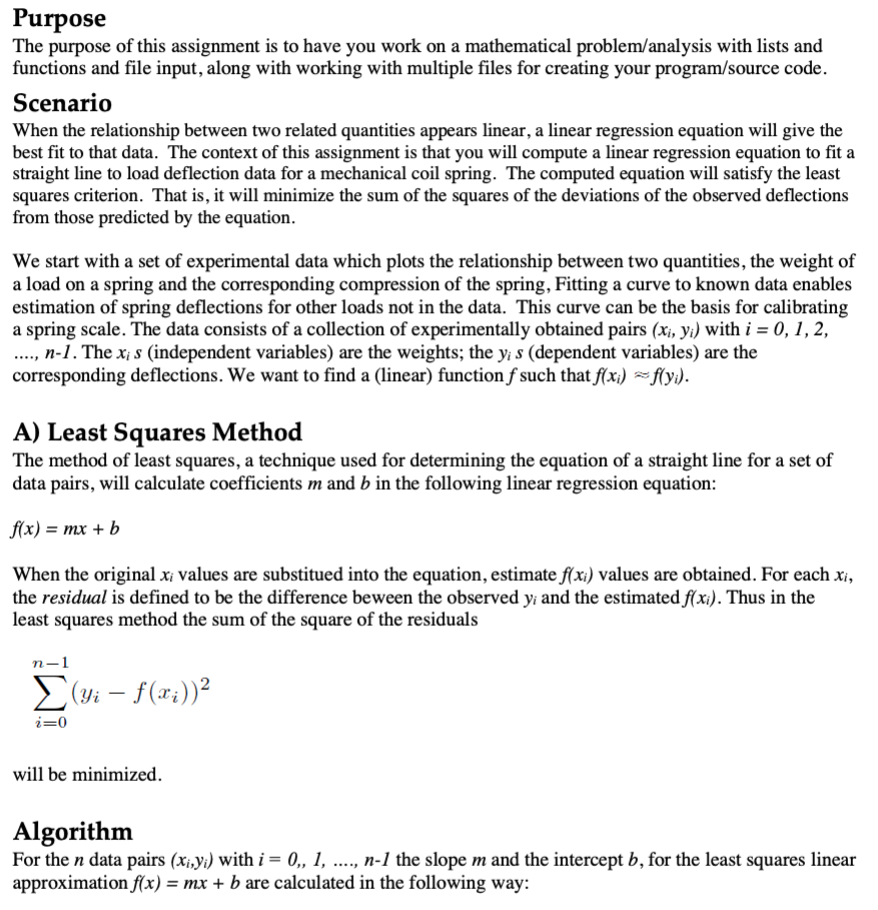 Solved Purpose The purpose of this assignment is to have you | Chegg.com