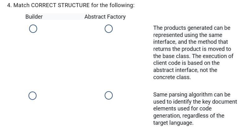 Solved 4. Match CORRECT STRUCTURE for the following: Builder | Chegg.com