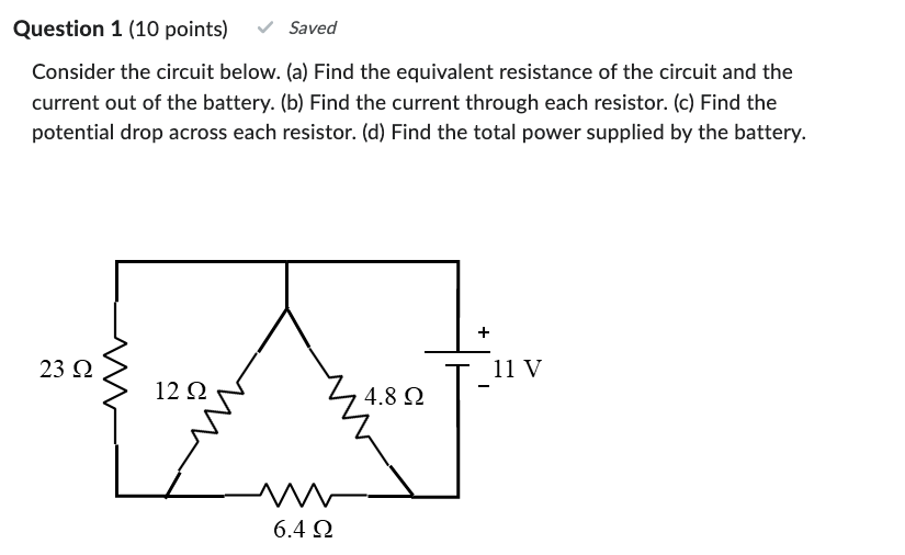 Solved Question 1 (10 ﻿points)Consider the circuit below. | Chegg.com