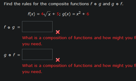 Solved Find the rules for the composite functions fog and go | Chegg.com