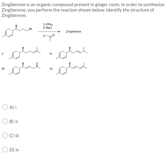 Solved Zingiberene is an organic compound present in ginger | Chegg.com