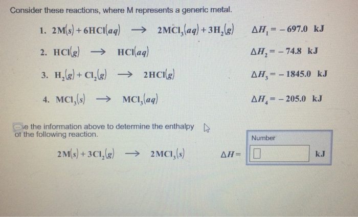 Solved Consider these reactions, where M represents a | Chegg.com