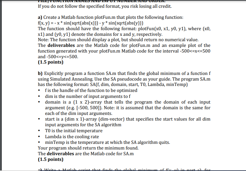 If you do not follow the specified format, you risk | Chegg.com