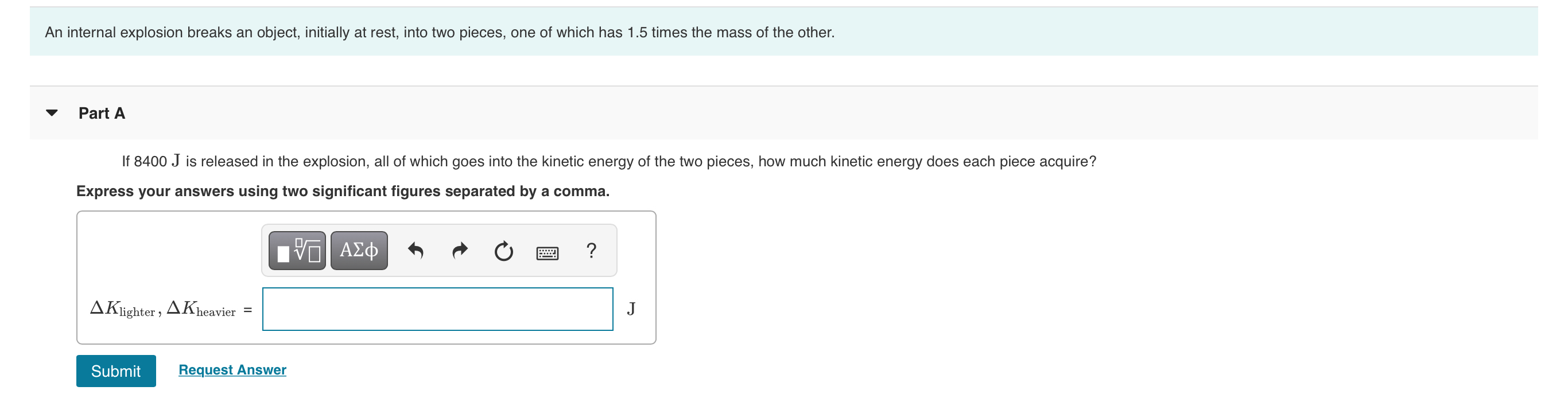 Solved An internal explosion breaks an object, initially at | Chegg.com