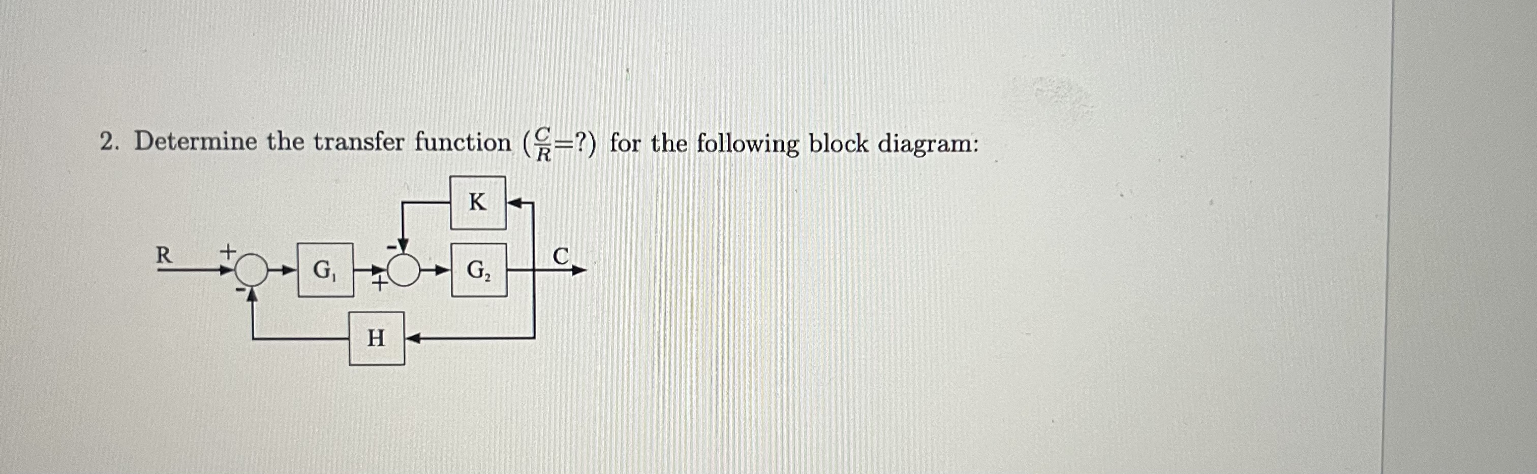 Determine the transfer function (C/R = ?)) ﻿for the | Chegg.com