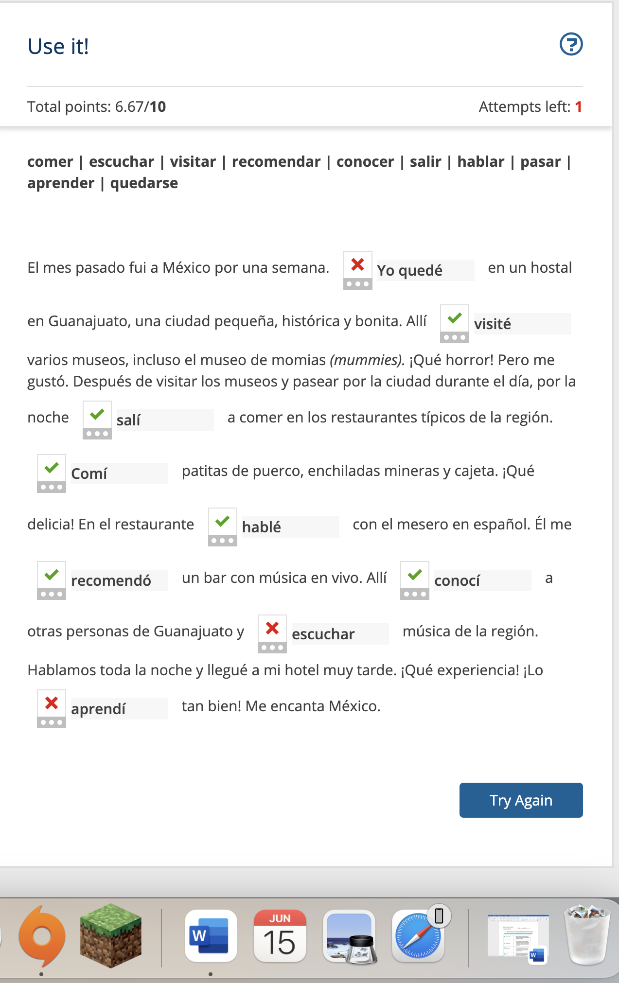 Total points: 6.67/10 Attempts left: 1 comer | | Chegg.com