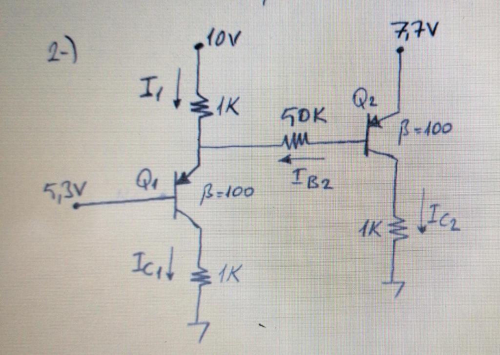 Solved Find the currents of I1, IB2, IC1 and IC2 in the | Chegg.com