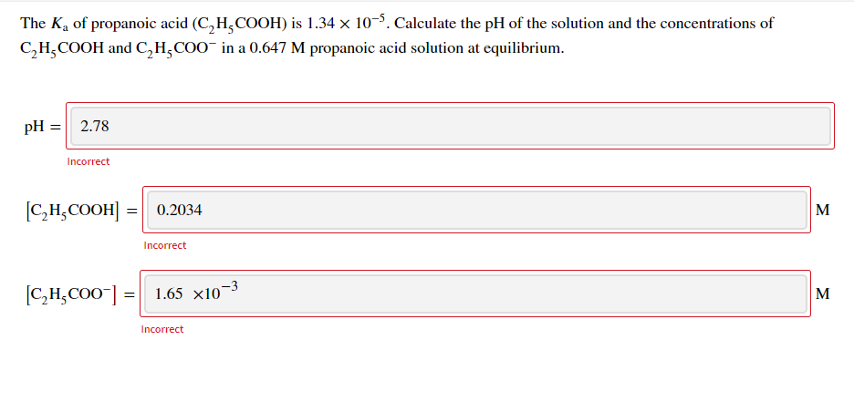 Solved The Kof propanoic acid (C, H2COOH) is 1.34 x 10-5. | Chegg.com