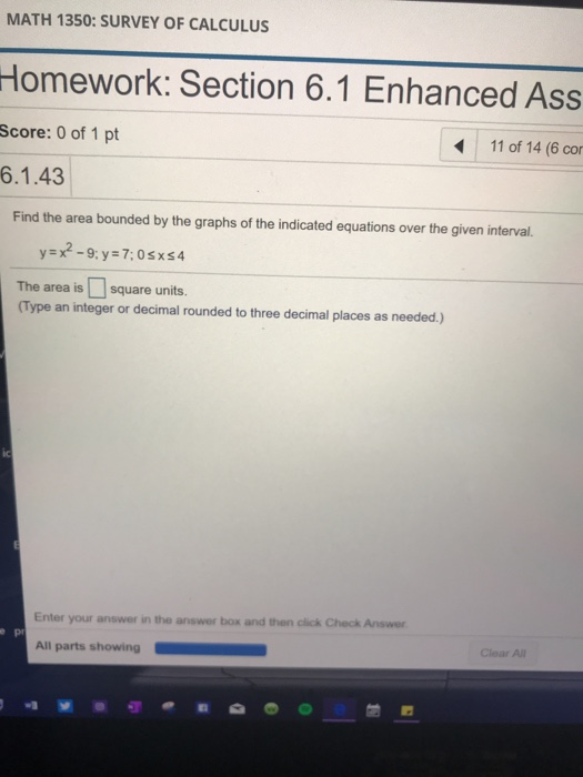 Solved MATH 1350: SURVEY OF CALCULUS Homework: Section 6.1 | Chegg.com