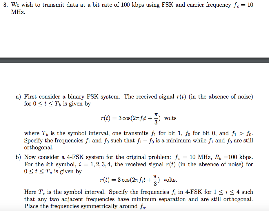3. We wish to transmit data at a bit rate of 100 kbps | Chegg.com