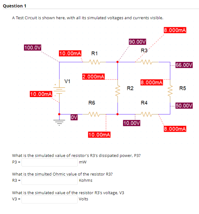 Solved Question 1 A Test Circuit is shown here, with all its | Chegg.com