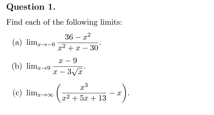 Solved Find each of the following limits: (a) | Chegg.com
