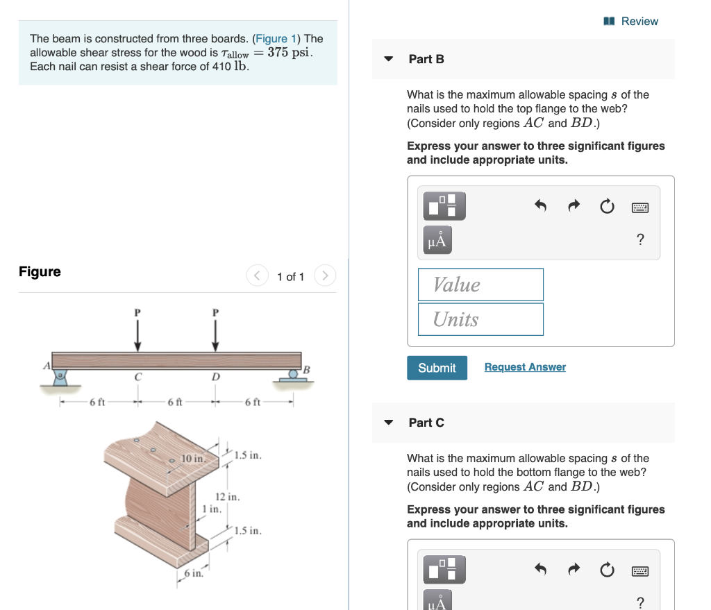Solved Review μΑ The beam is constructed from three boards. | Chegg.com