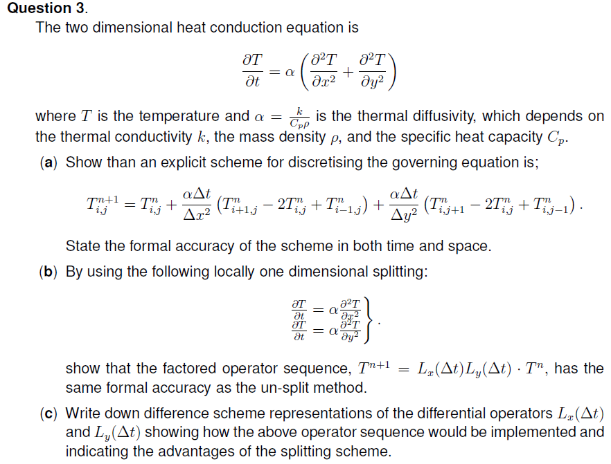 Solved Question 3. The two dimensional heat conduction | Chegg.com