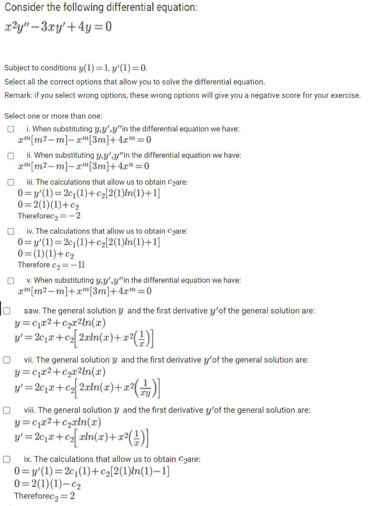 Solved Consider the following differential equation: xy" - | Chegg.com
