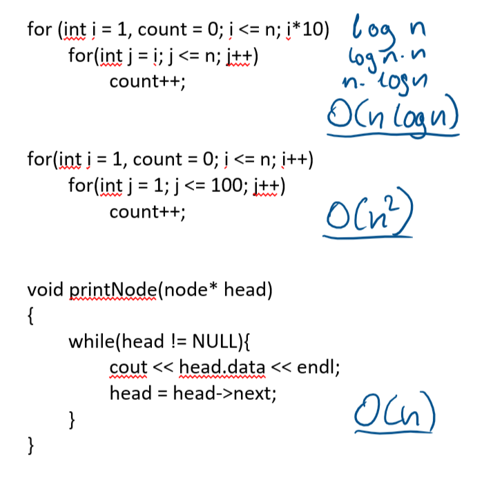 Solved Big O Notation (using C++) What are the time | Chegg.com