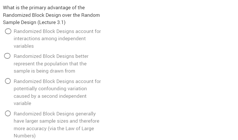 Solved What is the primary advantage of the Randomized Block | Chegg.com