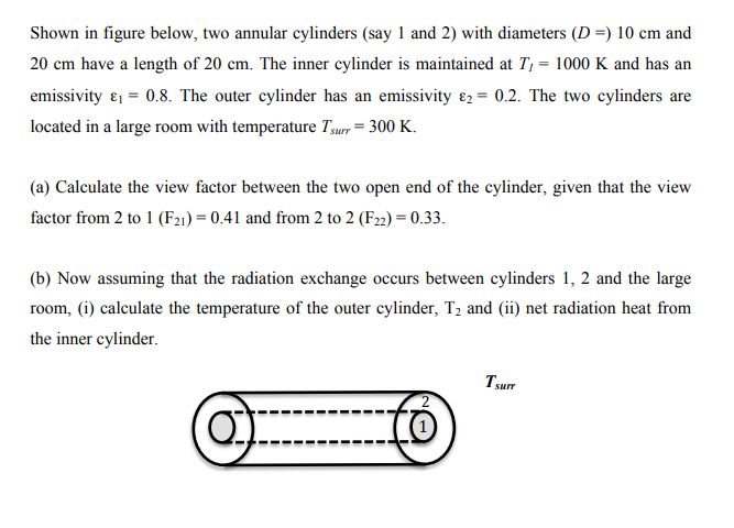 Solved Shown in figure below, two annular cylinders (say 1 | Chegg.com