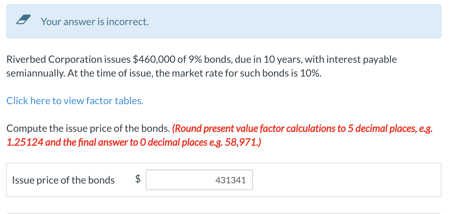 Solved Your answer is incorrect. Riverbed Corporation issues | Chegg.com