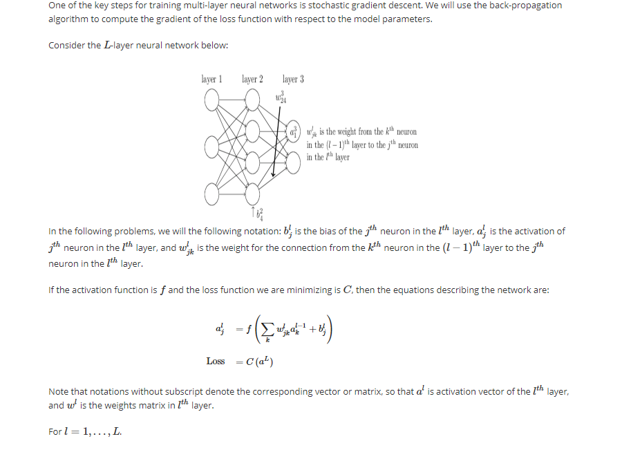 One of the key steps for training multi-layer neural | Chegg.com