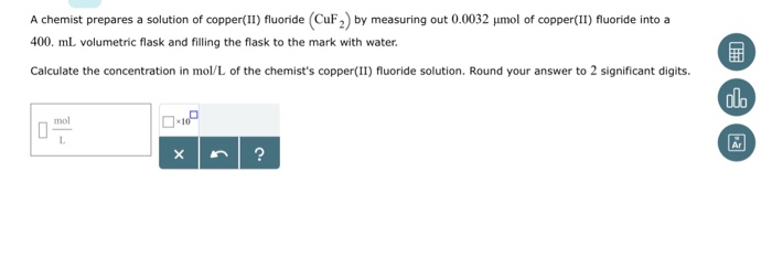 Solved A chemist prepares a solution of copper(II) fluoride | Chegg.com