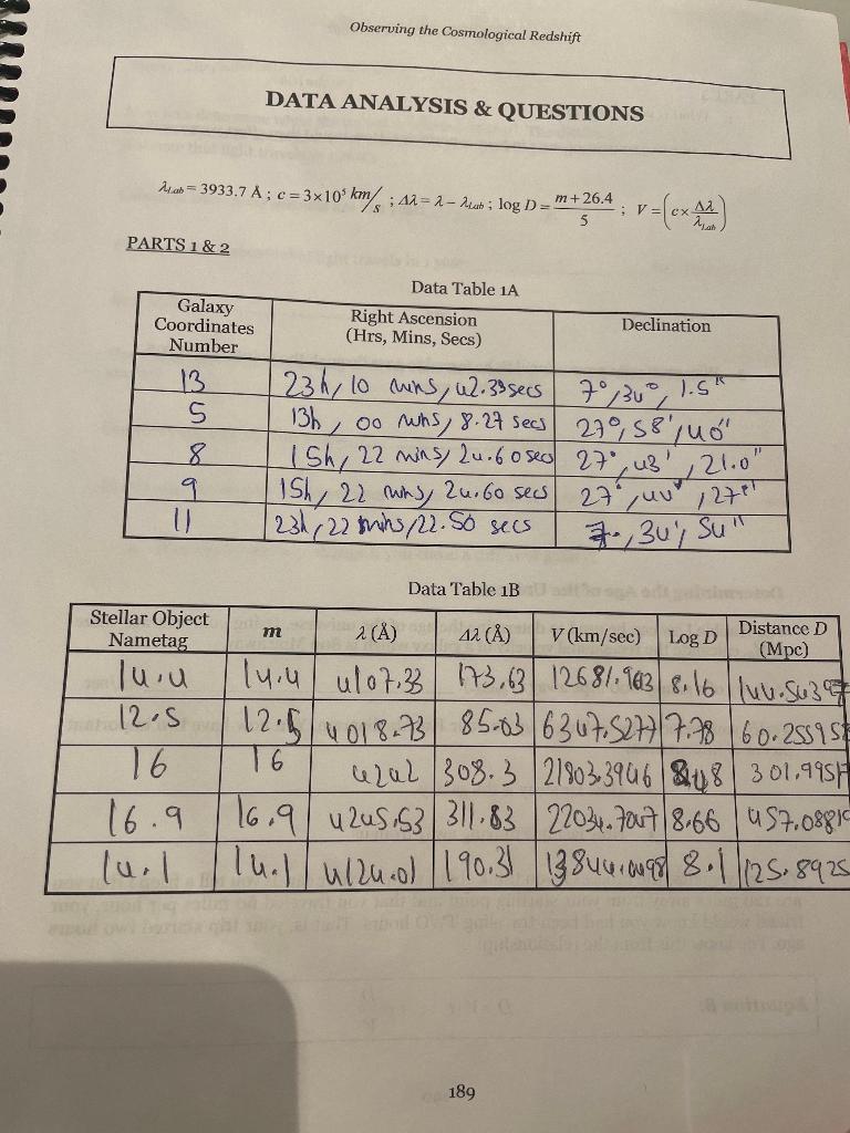 Solved λlab =3933.7 A;c=3×105 km/s;Δλ=λ−λlab | Chegg.com