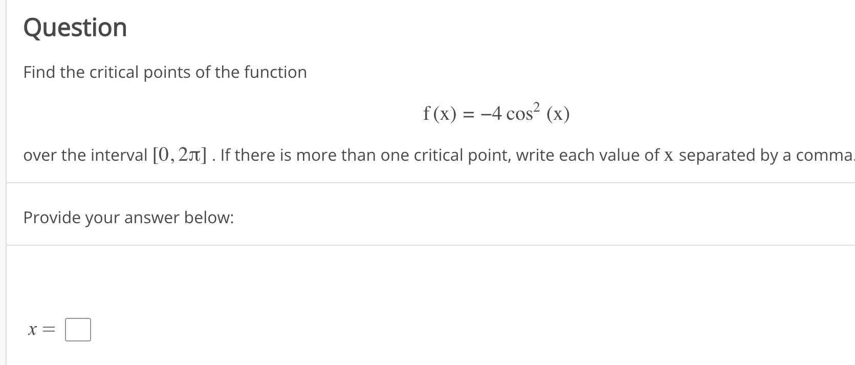 Solved Find the critical points of the function | Chegg.com