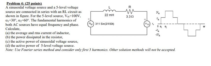 Solved Problem 4: (25 points) A sinusoidal voltage source | Chegg.com