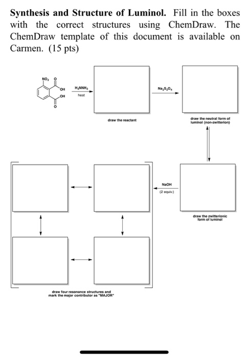 Solved Synthesis and Structure of Luminol. Fill in the boxes | Chegg.com