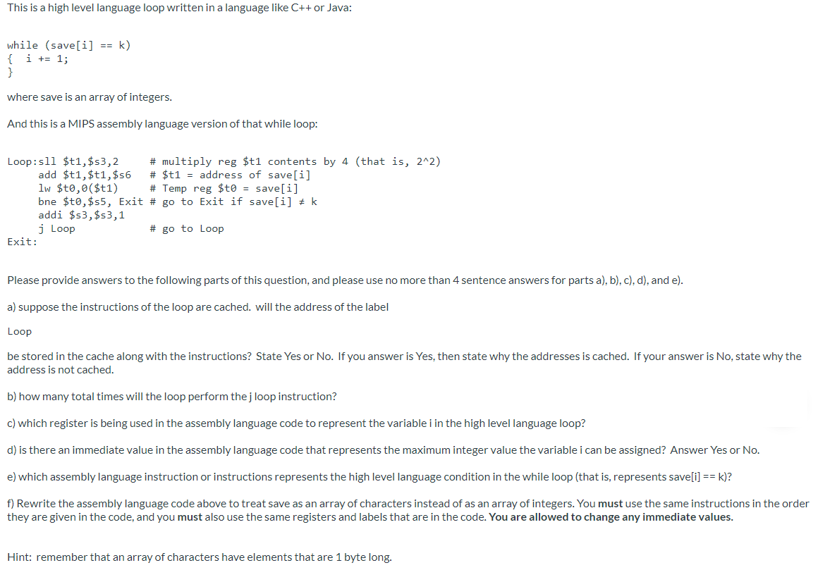 Solved This is a high level language loop written in a | Chegg.com