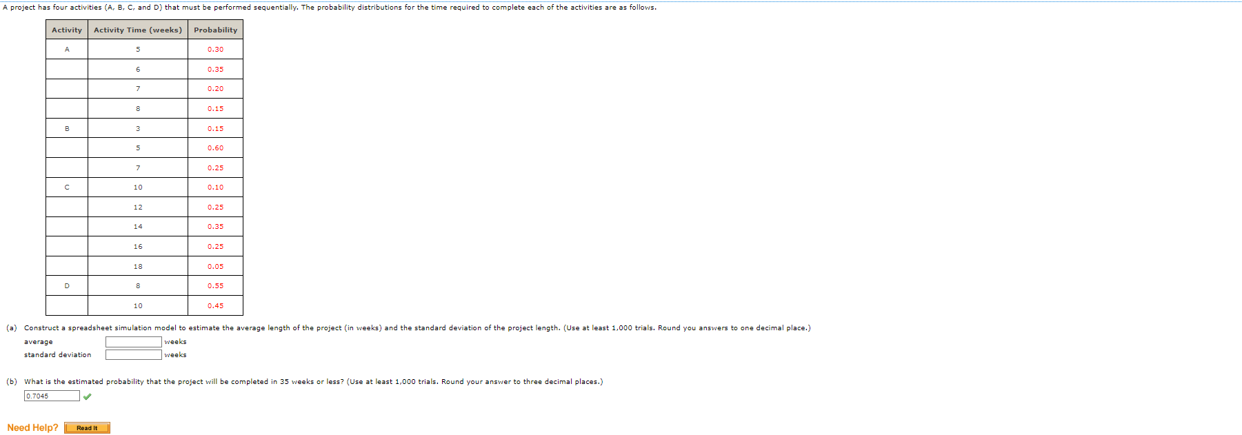 Solved average standard deviation weeks weeks | Chegg.com