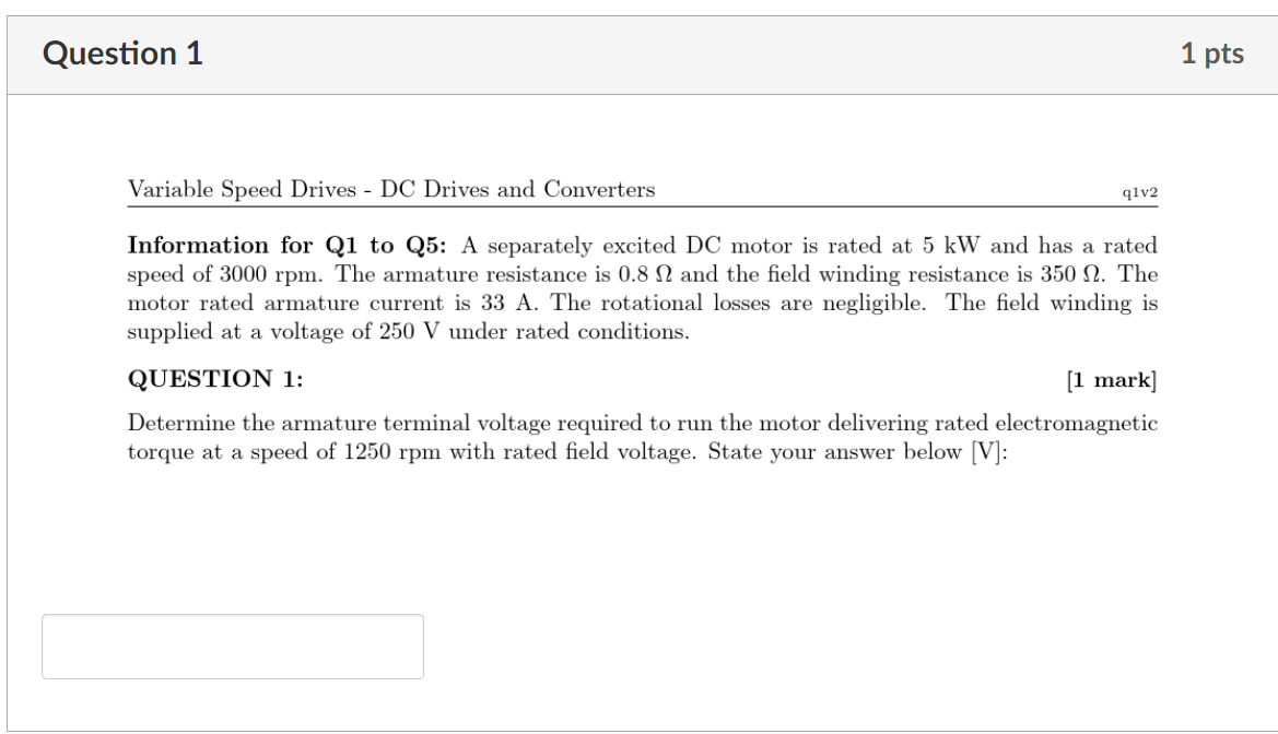 Solved Information for Q1 to Q5: A separately excited DC | Chegg.com