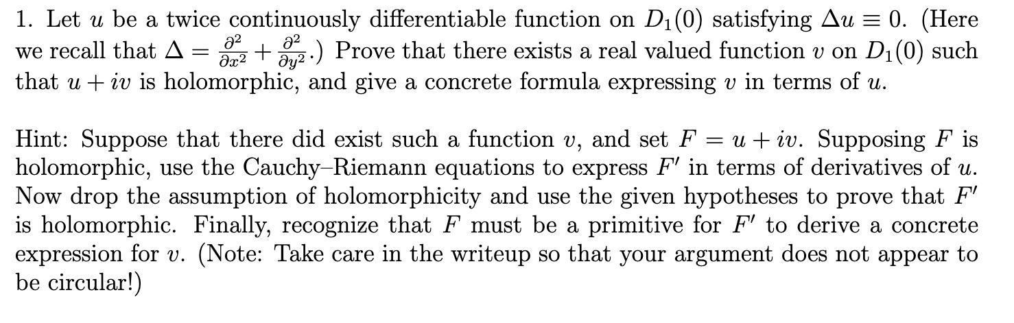 1. Let u be a twice continuously differentiable | Chegg.com