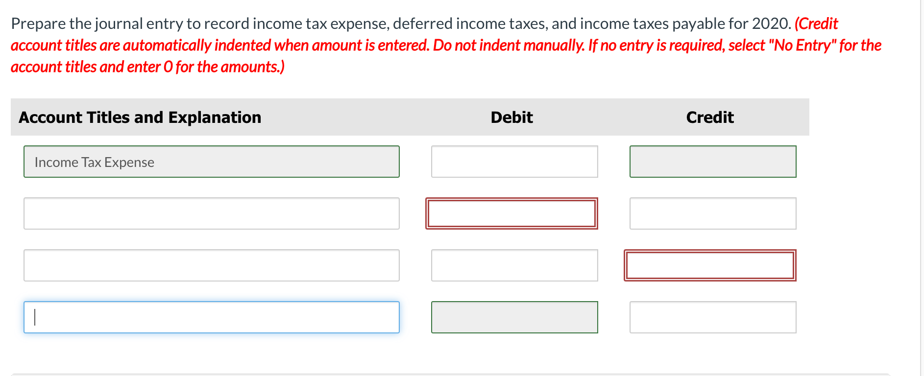 Solved Prepare the journal entry to record income tax | Chegg.com