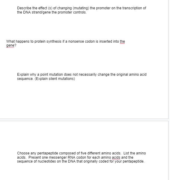 Solved Describe the effect (s) of changing (mutating) the | Chegg.com