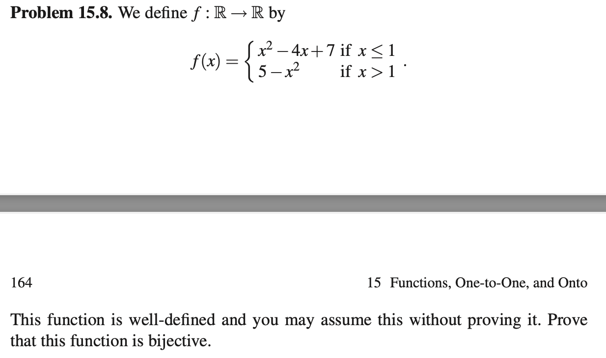 Solved Problem 15.8. We define f:R→R by f(x)={x2−4x+75−x2 if | Chegg.com