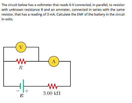 Solved The circuit below has a voltmeter that reads 6-V | Chegg.com