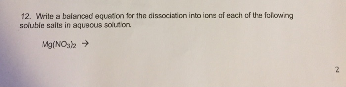 Solved 12. Write a balanced equation for the dissociation | Chegg.com