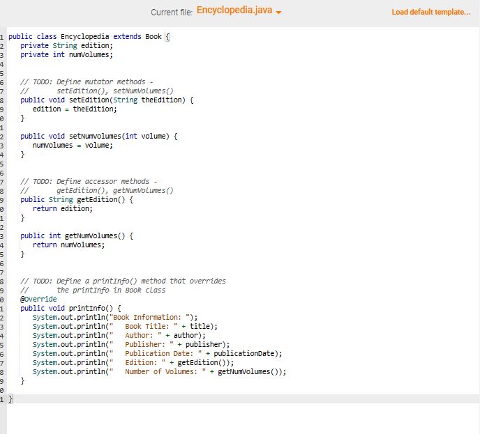 Solved public class Encyclopedia extends Book { | private | Chegg.com