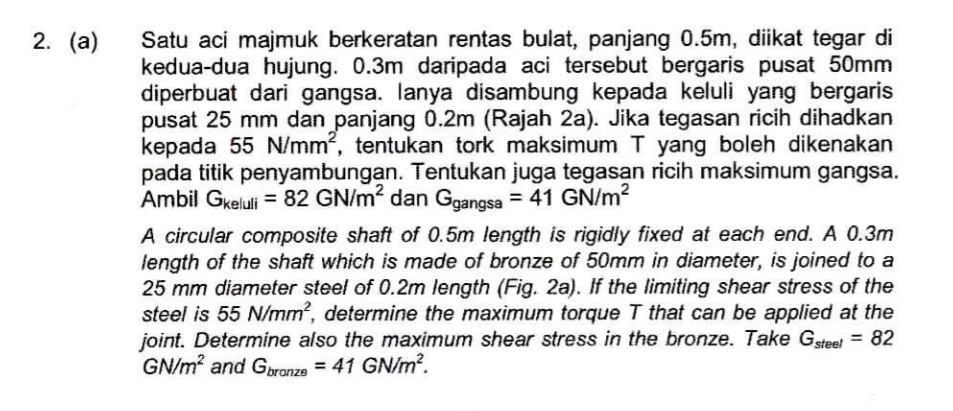 Solved 1. (a) Satu rasuk kayu diperkukuhkan dengan dua plat | Chegg.com